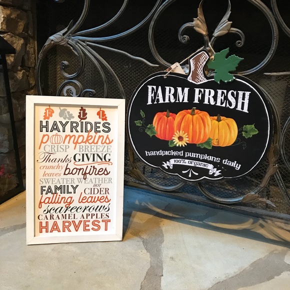 Accents | Nwt Pumpkin Decor Hanging Signs | Poshmark